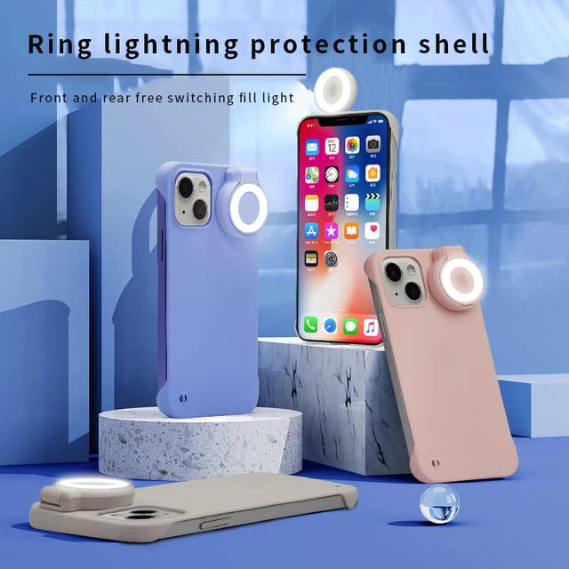 Selfie Ring Light Flip Phone Case, Flashlight Selfie Ring Light for iPhone 11/ iPhone 12 / iPhone 13/ iPhone 14, with Three Ring Light Modes, Anti-Scratch Full-Body Slim and Lightweight