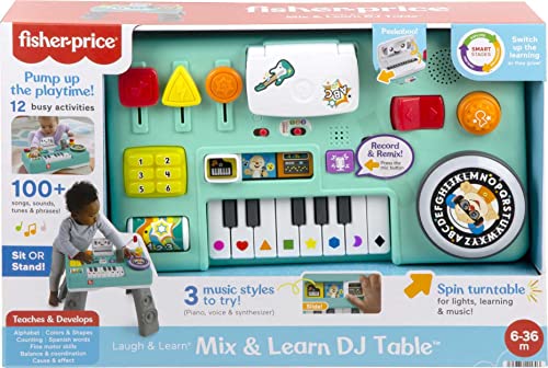 Fisher-Price Laugh & Learn Baby & Toddler Toy Mix & Learn Dj Table Musical Activity Center With Lights & Sounds For Ages 6+ Months