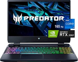 acer predator helios 300 gaming laptop, 15.6 inch fhd ips 165hz display,14 core intel core i7-12700h, nvidia geforce rtx 3060, 32gb ddr5 ram, 512gb ssd, windows 11 home