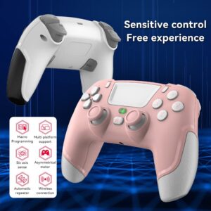 ROTOMOON Wireless Controller Compatible with PS4 Pro/PS4 Slim/PS4 Controller, with Headphone Jack for PS4 Dualshock 4 Game (Pink)