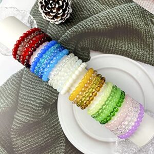 JEWPARK 24Pcs 8mm Beaded Stretch Bracelet Handmade Round Glass Bracelet for Women Girl Multicolor Matte Beads Elastic Bracelet Shining Beads Wristband Valentines Jewelry