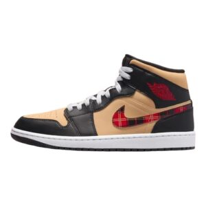 nike men's air jordan 1 mid se sneaker, black/multi-color-sesame, 12