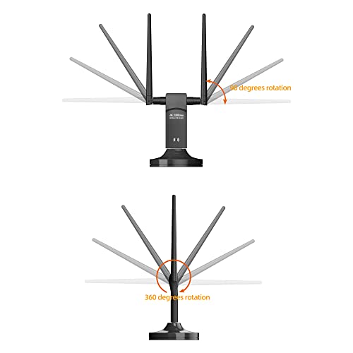 L-Link 1300Mbps Long Range USB WiFi Adapter for PC: Desktop Laptop of Windows 11/10/8.1/8/7, USB Wireless Adapter Dual Band 2.4GHz 400Mbps + 5.8GHz 867Mbps, 2X 5dBi High Gain Antennas, USB 3.0 Cradle