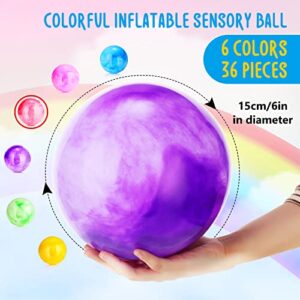 Jerify 36 Pcs Marbleized Bouncy Balls 6 Inch Inflatable Bouncy Balls Cloud Inflatable Ball Colorful Sensory Ball PVC Beach Play Ball Bulk for Kids Party Supplies Beach Playground School Water Fun