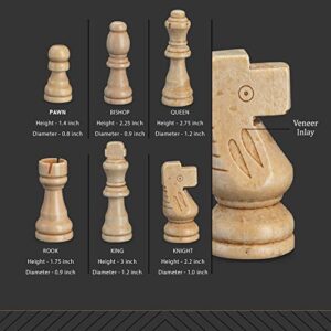 15" Wooden Chess Sets - Chess & Checkers Board Game | with 2 Extra Queens | Wooden Chess Set | Chess Board Set | Chess Sets for Adults | Chess Sets for Adults & Kids | Checkers Game for Kids & Adults