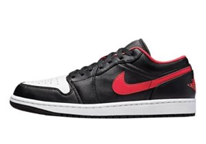 jordan men's air jordan 1 low sneaker, black/fire red-white, 10.5