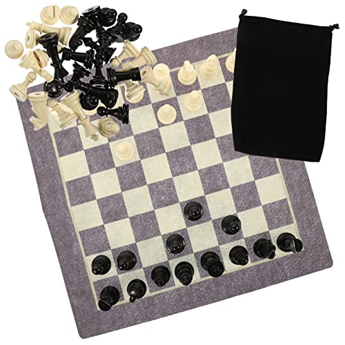 Ipetboom Travel Kit Suit Portable Chess Checkers Set 2 in 1 Travel Board Games for and Adults Folding Roll up Chess Game Sets Checker Pieces with Storage Bag A Star Realms Star Realms Doomlings