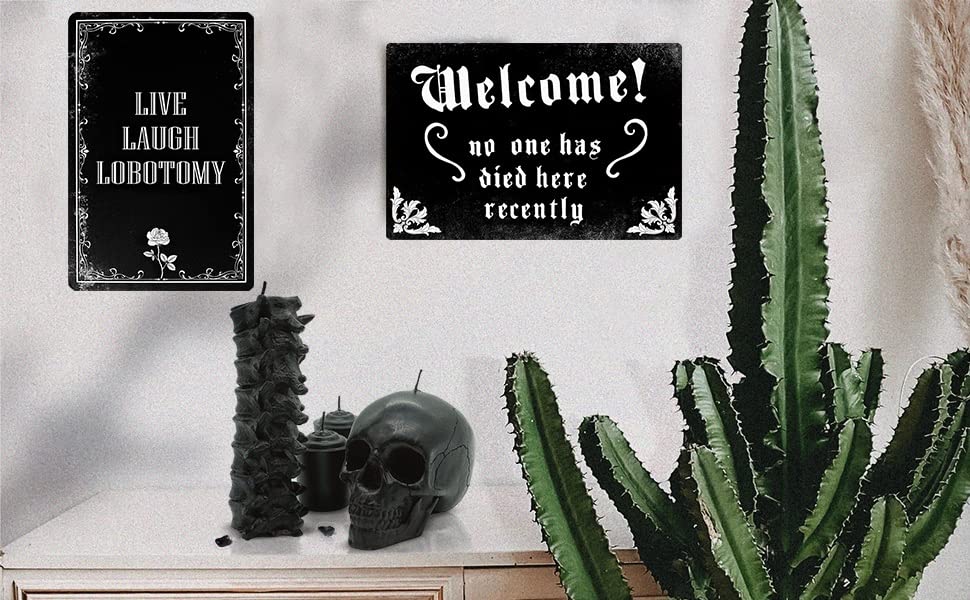 Funny Dark Humor Goth Halloween Wall Decor Live Laugh Lobotomy Sign For Gothic Room, Home, Bedroom, Bathroom, Office 8 x 12 Inch (942)