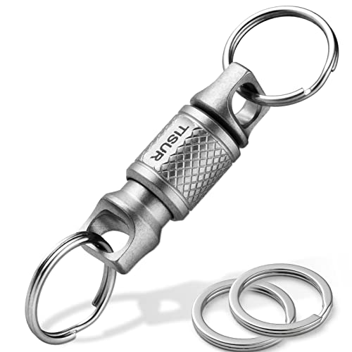 TISUR Titanium Quick Release Keychain, Retractable Key Chain Detachable Keychain Clip，Pull Apart Key Rings for Men Women