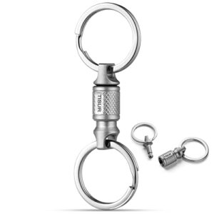 TISUR Titanium Quick Release Keychain, Retractable Key Chain Detachable Keychain Clip，Pull Apart Key Rings for Men Women