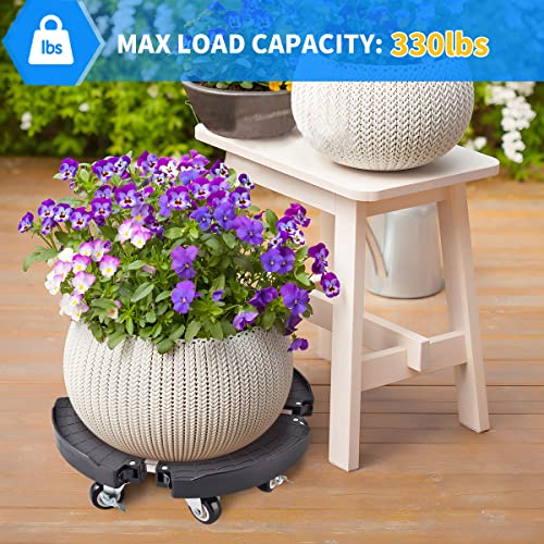 Plant Caddy with Wheels Heavy Duty with 8 Lockable Casters, Rolling Plant Stand Adjustable 15"-21", Plant Dolly with Wheels Heavy Duty 330lbs Capacity for Outdoor Indoor Large Plant /Flower Pot