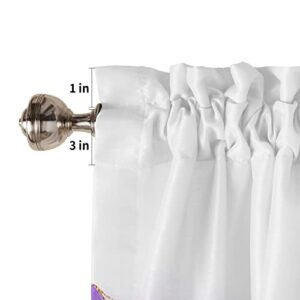 Kitchen Valance for Windows Rod Pocket Curtain Valances Purple Gradient Abstract Leaf Gold Edge White Back Privacy Short Curtains Panels Window Treatment for Bathroom Ombre Geometric Art 54x18in