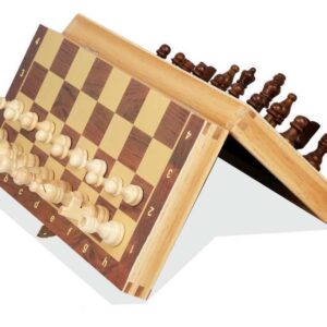 Multipurpose 11.8" Magnetic Wooden Folding Chess Set, Game Board Interior for Storage for Adults Beginner Chess Board