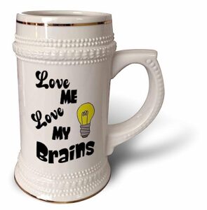 3drose cute funny love my brains cartoon for intelligent smart... - 22oz stein mug (stn-371067-1)