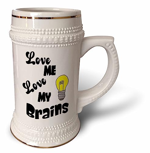 3dRose Cute Funny Love my Brains Cartoon for Intelligent Smart... - 22oz Stein Mug (stn-371067-1)