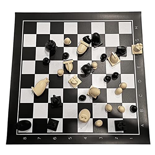 Yushifa Portable Chess Sets Personalized Chess Set Roll-up Travel Chess Set Games with Chess Piece Tote Bag Black and White Chess Pieces for Adult 20x20in Chess Board Game