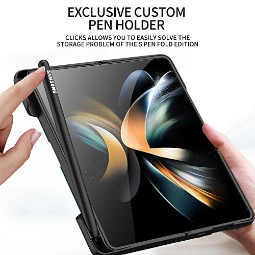 EAXER Compatible with Samsung Z Fold 4 5G Case, Built in Screen Protector, Magnetic Full Protection Matte Stand Case S Pen Slot for Samsung Galaxy Z Fold 4 (Gold)