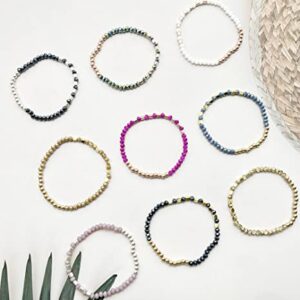 WAINIS 27Pcs Delicate Boho Beaded Bracelet Multi Layer Versatile Statement Bracelets Stackable stretch Cuff Sparkly Glass Crystal Beads bracelets