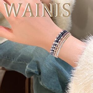 WAINIS 27Pcs Delicate Boho Beaded Bracelet Multi Layer Versatile Statement Bracelets Stackable stretch Cuff Sparkly Glass Crystal Beads bracelets