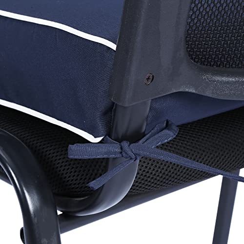 Blytieor Patio Chair Cushion Set of 2, Square Corner Outdoor Seat Cushions 18 x 16 for Patio Furniture, Water Resistant Outdoor Garden Cushion, Navy Blue