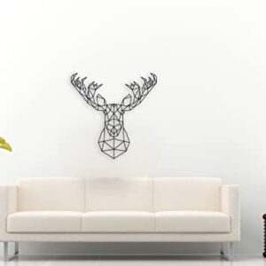 Deer Animal Wall Art Decor, Deer Wall Hanging, Deer Metal Wall Decor, Deerl Wall Decor, Metal Wall Art, Deerl Metal Wall Art, Deer Wall Art (31,5"x31,5"/80x80 cm, Black)