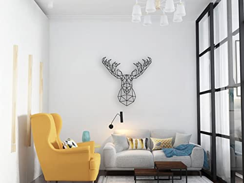 Deer Animal Wall Art Decor, Deer Wall Hanging, Deer Metal Wall Decor, Deerl Wall Decor, Metal Wall Art, Deerl Metal Wall Art, Deer Wall Art (31,5"x31,5"/80x80 cm, Black)