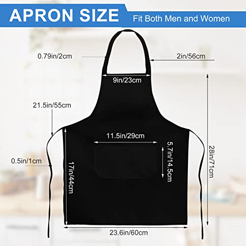 Dwrttow 12 Pack Bib Apron,Black Aprons Bulk,Unisex Black Plain Aprons with 2 Pockets,Blank Apron with Long Ties for Adults Cooking Painting BBQ Grilling Baking Machine Washable,32 x 28 Inch