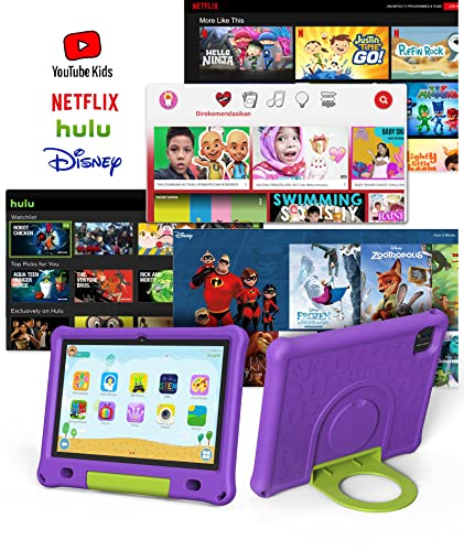 Kids Tablet,10inch Tablet for Kids,WiFi Kids Tablets Android 12 Toddler Tablet with Dual Camera 2MP+8MP,3GB+64GB,1280x800 HD IPS Touch screen,Pre-Installed Parental Control Kid-Proof Case (Purple)