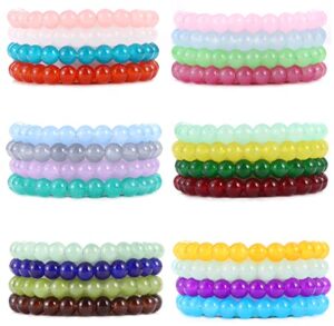 firazio 24pcs 8mm beaded stretch bracelet handmade glass bracelet for women men colorful crystal beads bracelet elastic round bead bracelets jewelry