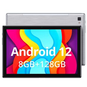 dragon touch android 12 tablets, 128gb rom, 8gb ram, octa core 2.0ghz, 10 inch ips hd display, 13mp camera, 2.4ghz & 5g wifi, gps - compatible docking keyboard (notepad 102 newest)