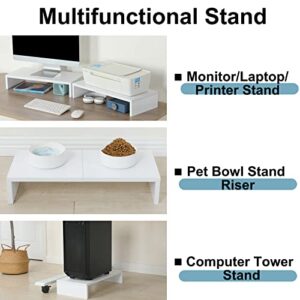 TEAMIX 2 Pack White Monitor Stand Riser-20 inch, Wood Monitor Stand for Desk, TV/Screen/PC/Printer/Laptop Riser, Computer Stand with Keyboard Organizer Desktop Stand, Monitor Riser…