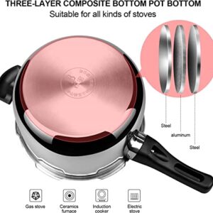 Stainless Steel Pressure Cooker Cookware rice cooker about 2-5 person use explosion-proof Thickened Safety home use durable (4.22 Quart)