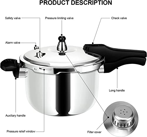 Stainless Steel Pressure Cooker Cookware rice cooker about 2-5 person use explosion-proof Thickened Safety home use durable (4.22 Quart)