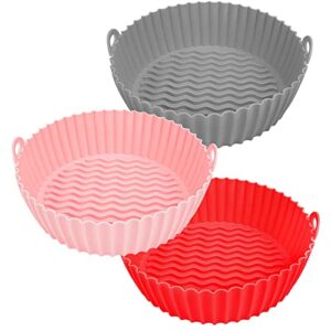 air fryer silicone liners reusable: ctizne 3pcs 7.5in silicone pot for air fryer basket, replacement of disposable parchment, airfryer accessories for 5qt 6qt 7qt ninja air fryer