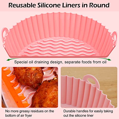 Air Fryer Silicone Liners Reusable: Ctizne 3Pcs 7.5In Silicone Pot for Air Fryer Basket, Replacement of Disposable Parchment, Airfryer Accessories for 5Qt 6Qt 7Qt Ninja Air Fryer