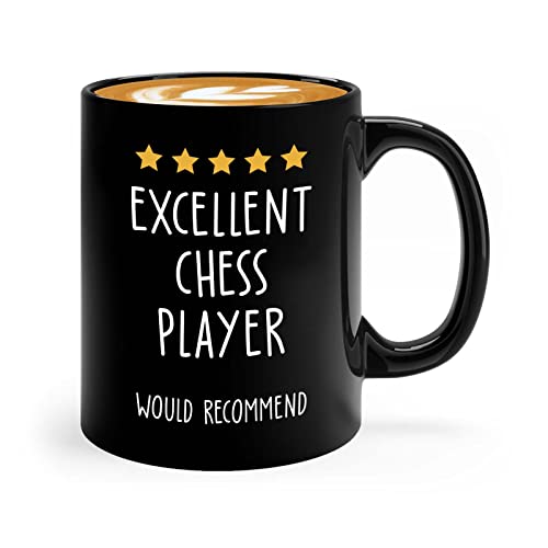 Funny Review Coffee Mug 11oz Black - Excellent Chess Player Would Recommend - Coworker Rating Work Bestie Sport Chess Player Smart Sports Nerd Geek