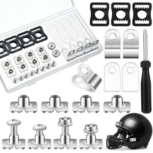 26 pcs helmet repair kit include helmet chin strap screwdriver 4 r shape football visor clips 12 screws with nuts 4 rubber gaskets 4 helmet buckles, hardware kit for youth hockey baseball sports