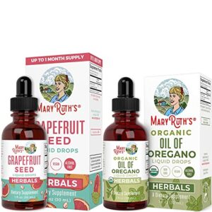 grapefruit seed oil drops & usda organic oil of oregano liquid drops bundle by maryruth's | herbal supplement liquid drops | immune support | digestive health | overall health | vegan