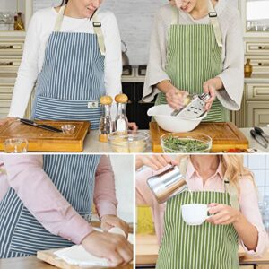 NLUS 2 Pack Waterproof Cooking Apron for Women with Pocket Adjustable Chef Aprons for Kitchen, Cooking, Baking, BBQ, Grill(Blue/Green)