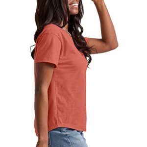 Hanes Originals Tri-Blend, Lightweight T-Shirt for Women, Relaxed Fit, RED River Clay PE Heather, Small