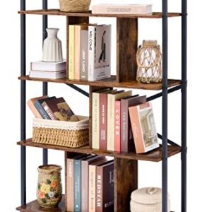 Tajsoon Bookshelf 4 Tier Tall Bookcase, Storage Rack Shelf with Steel Frame, Wood Bookcase Shelf Storage Organizer, Free Standing Storage Shelving Unit for Home Office, Living Room, Bedroom, Kitchen