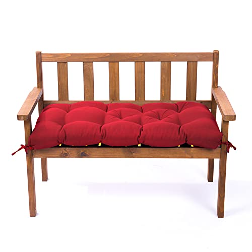 Srutirbo Indoor Outdoor Bench Cushion, Waterproof Swing Cushion Seat Chair Replacement Pads Pillow for Lounger Garden Furniture Patio Metal Wooden (39x20IN, Red)