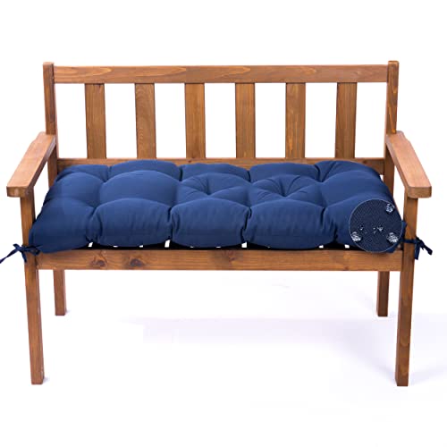 Srutirbo Indoor Outdoor Bench Cushion, Waterproof Swing Cushion Seat Chair Replacement Pads Pillow for Lounger Garden Furniture Patio Metal Wooden (47x20IN, Blue)