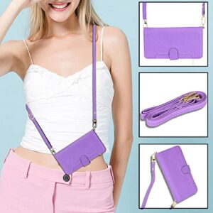 EAXER for Samsung Galaxy Z Fold3 5G Case, Wallet Case Magnetic PU Leather Wallet Card Holder Zipper Straps Phone Protective Case Cover (Purple)