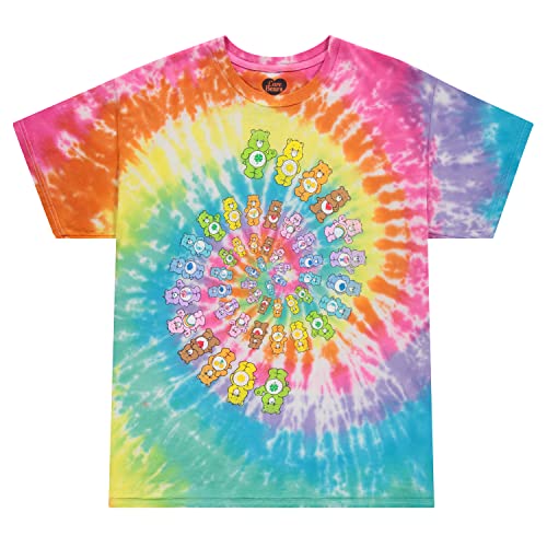 Care Bears Men's Tie-Dye Swirl Friends Spiral Graphic Pattern T-Shirt (Small)