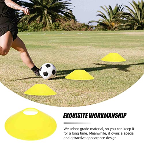 CLISPEED Mini Football 14pcs Games Agility Professional Field Athletics Soccer Yellow Accessory Function Basketball Outdoor Plastic Practice Football Kit Reflective Cones Flexible Mini Soccer Ball