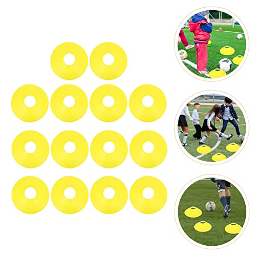 CLISPEED Mini Football 14pcs Games Agility Professional Field Athletics Soccer Yellow Accessory Function Basketball Outdoor Plastic Practice Football Kit Reflective Cones Flexible Mini Soccer Ball