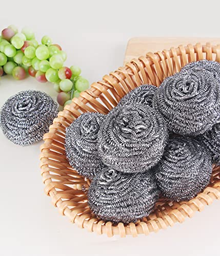 6Pcs Scourer Steel Wool Scrubber - Steel Wool for Cleaning Dish Pots Pans Grills Stainless Steel Scrubber for Kitchen Sinks Cleaning Steel Wool Pads Metal Scrubber