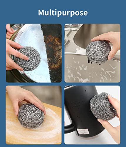 6Pcs Scourer Steel Wool Scrubber - Steel Wool for Cleaning Dish Pots Pans Grills Stainless Steel Scrubber for Kitchen Sinks Cleaning Steel Wool Pads Metal Scrubber