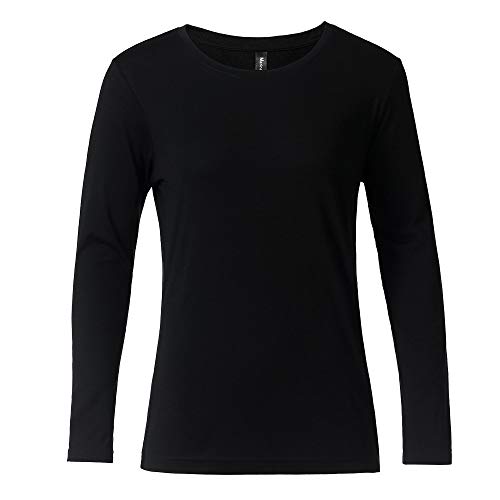 100% Merino Wool T-Shirt for Women's Long Sleeve Base Layers Odor Resistance for Outdoor Black